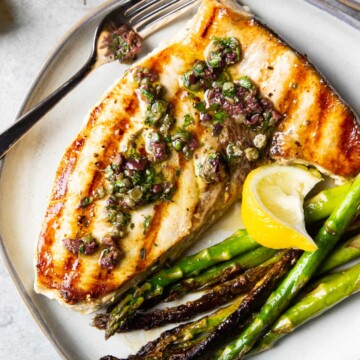 Pan Seared Swordfish with Olive Tapenade | Garden in the Kitchen