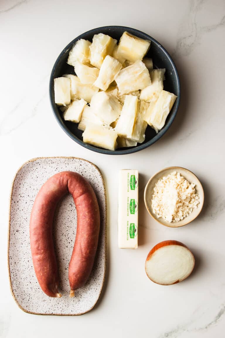 Fried Yuca and Kielbasa (Yuca Frita) | Garden in the Kitchen