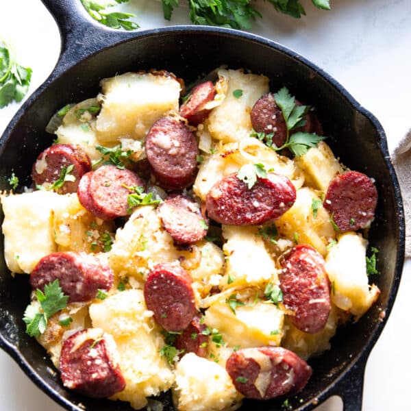 Fried Yuca and Kielbasa (Yuca Frita) | Garden in the Kitchen