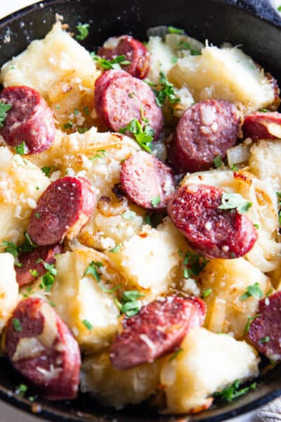 Fried Yuca and Kielbasa (Yuca Frita) | Garden in the Kitchen