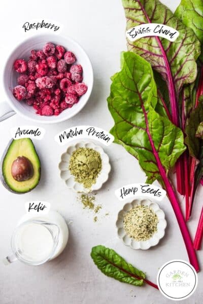 Swiss Chard Raspberry Kefir Protein Smoothie | Garden in the Kitchen