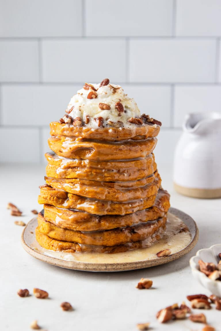 Pecan Glazed Pumpkin Pancakes | Garden in the Kitchen
