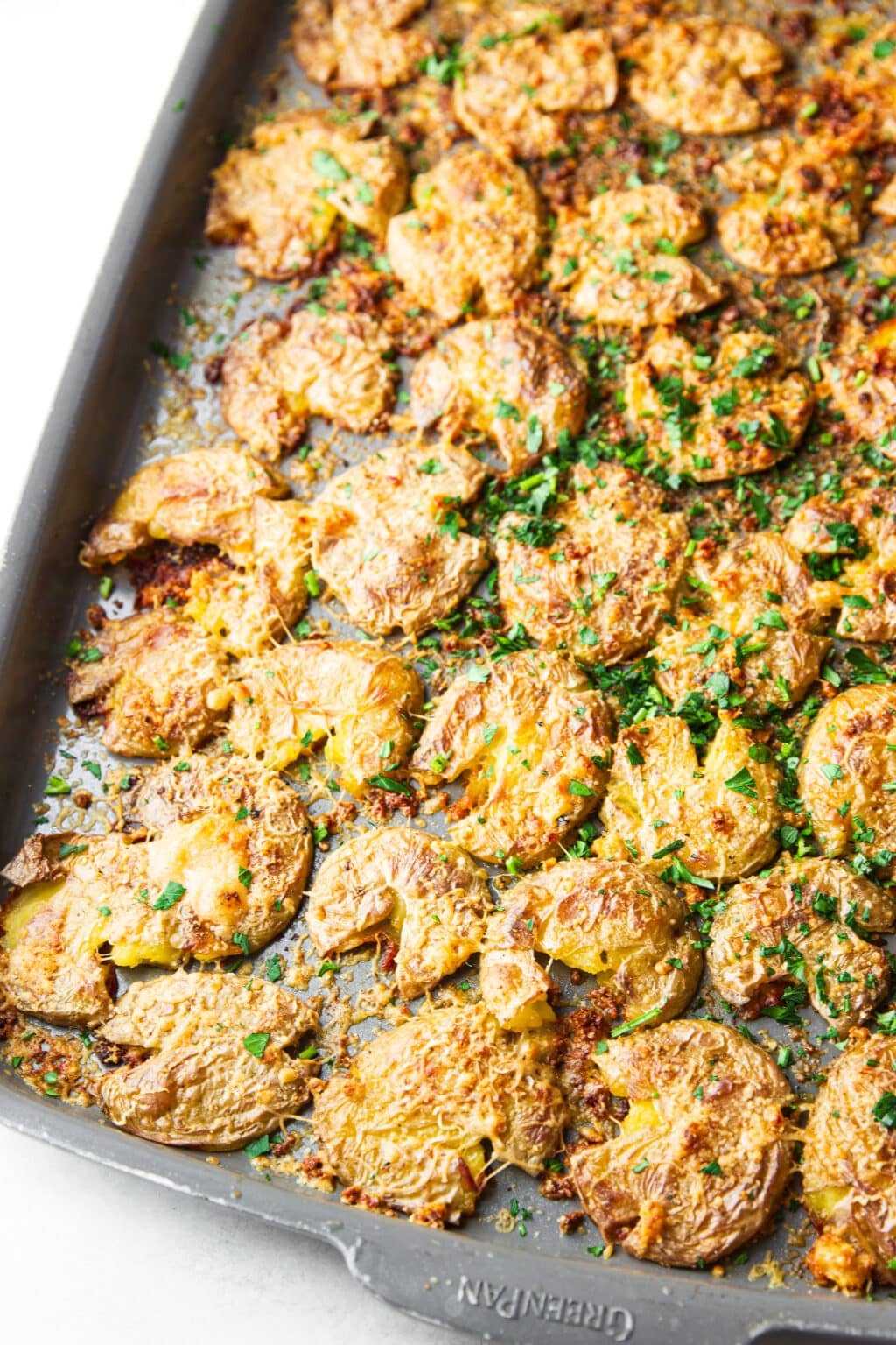 Crispy Garlic Parmesan Smashed Potatoes | Garden in the Kitchen