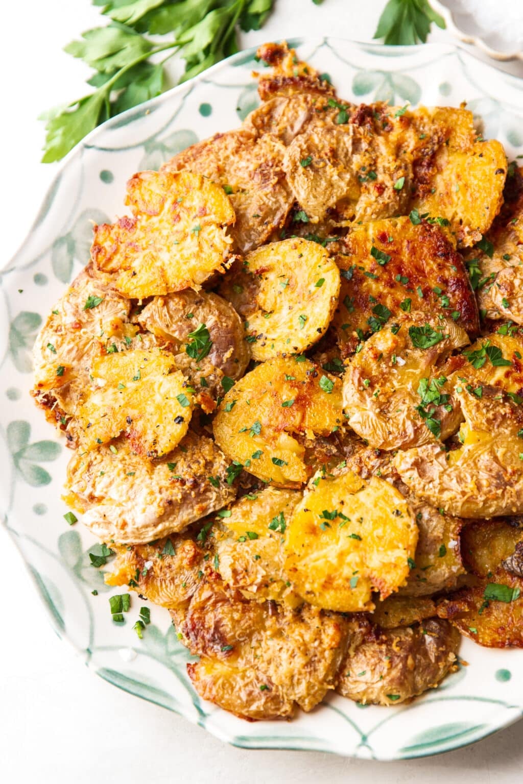 Crispy Garlic Parmesan Smashed Potatoes | Garden in the Kitchen